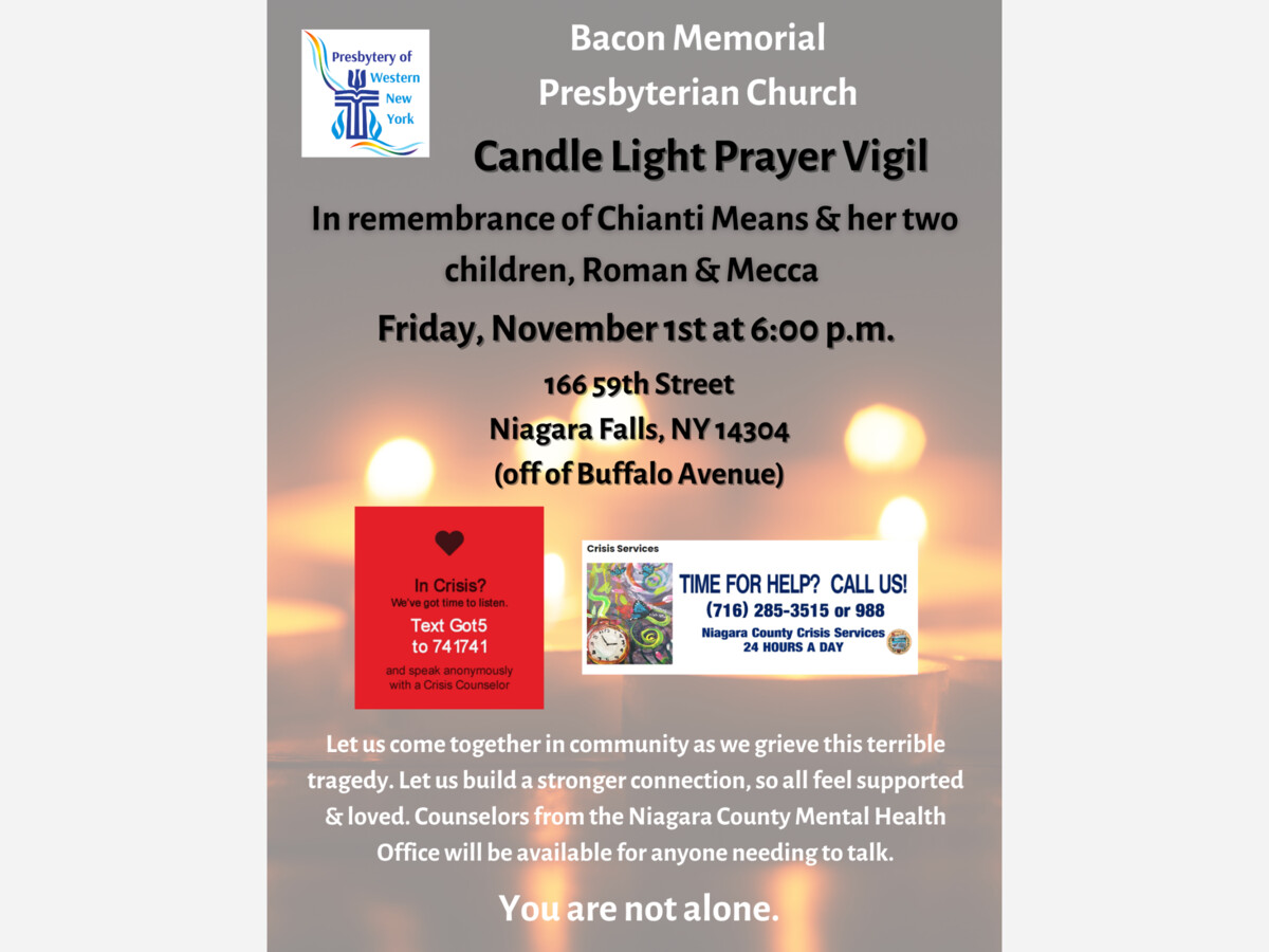 Bacon Memorial plans vigil for Chianti Means and children | Niagara Express